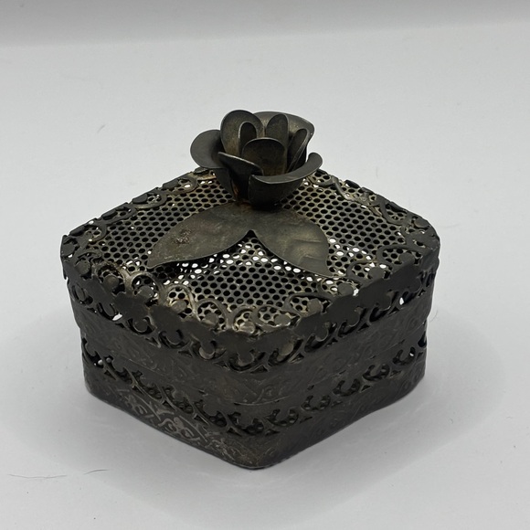 Other | Vintage Decorative Metal Mesh Jewelry Box With Rose Design ...